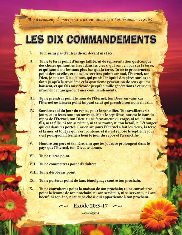 Ten Commandments - French - Double sided poster – Reformation Herald ...